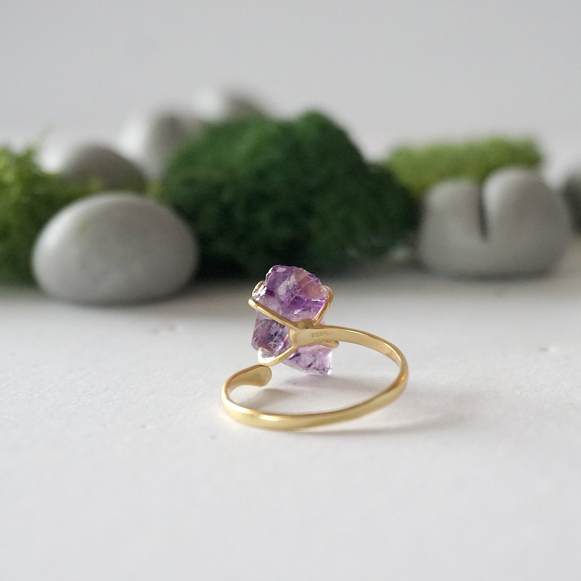 Raw Amethyst Ring | February Birthstone | 14k Gold Vermeil – Designs by ...