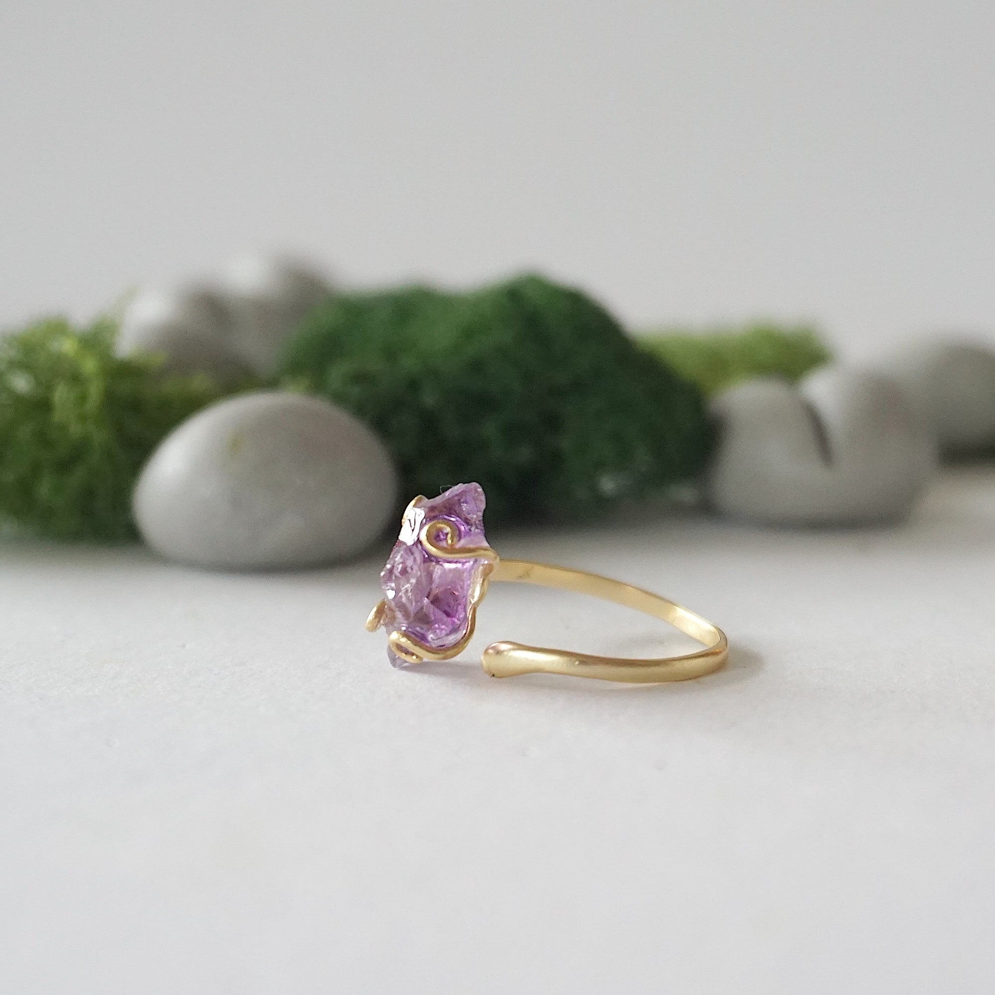 Raw Amethyst Ring | February Birthstone | 14k Gold Vermeil – Designs by ...