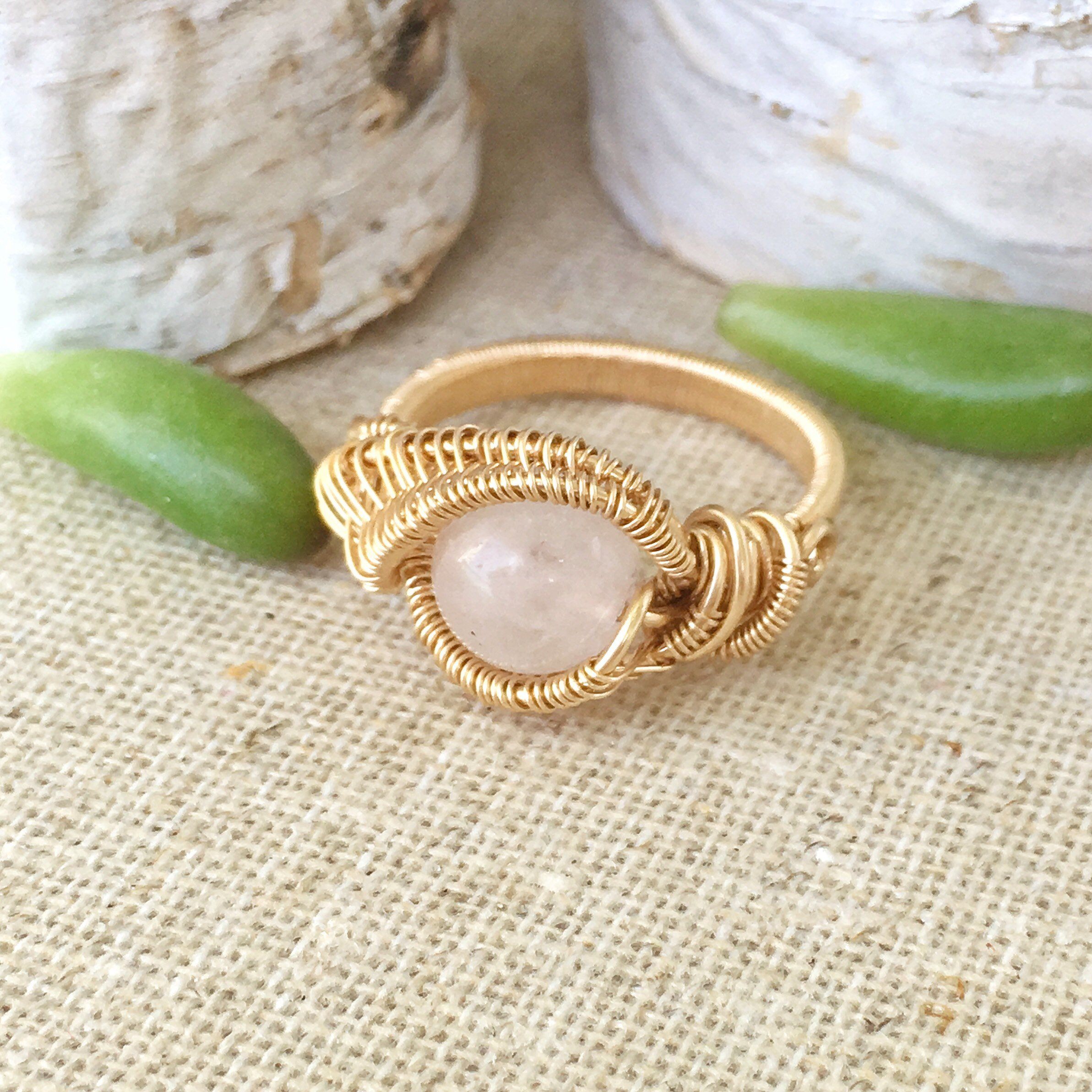 Engagement Ring: 14K Gold Rose Quartz Ring – Designs by Nature Gems