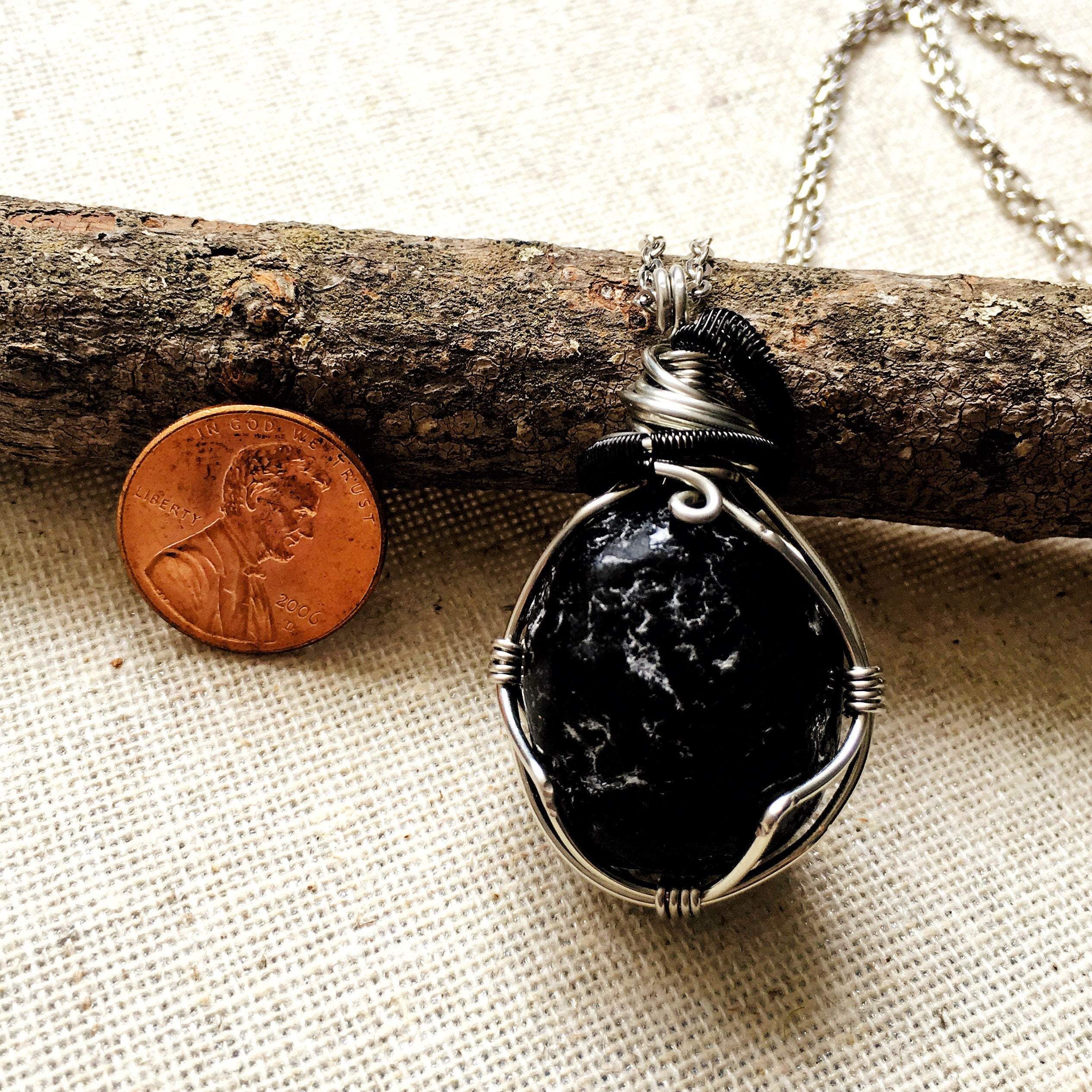 Apache Tears Obsidian Necklace - Rustic Crystal Necklace for Men ...