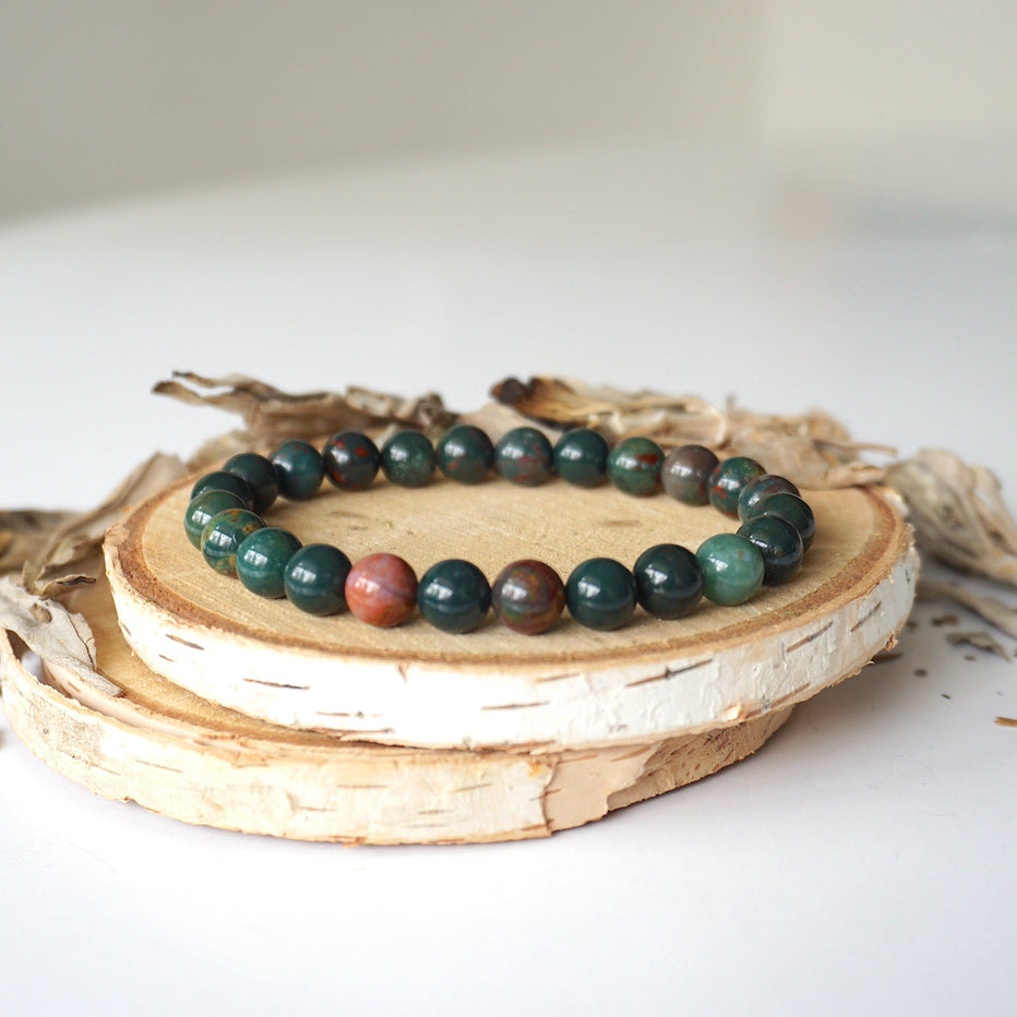 Bloodstone Healing Crystal - Mala Bracelet – Designs by Nature Gems