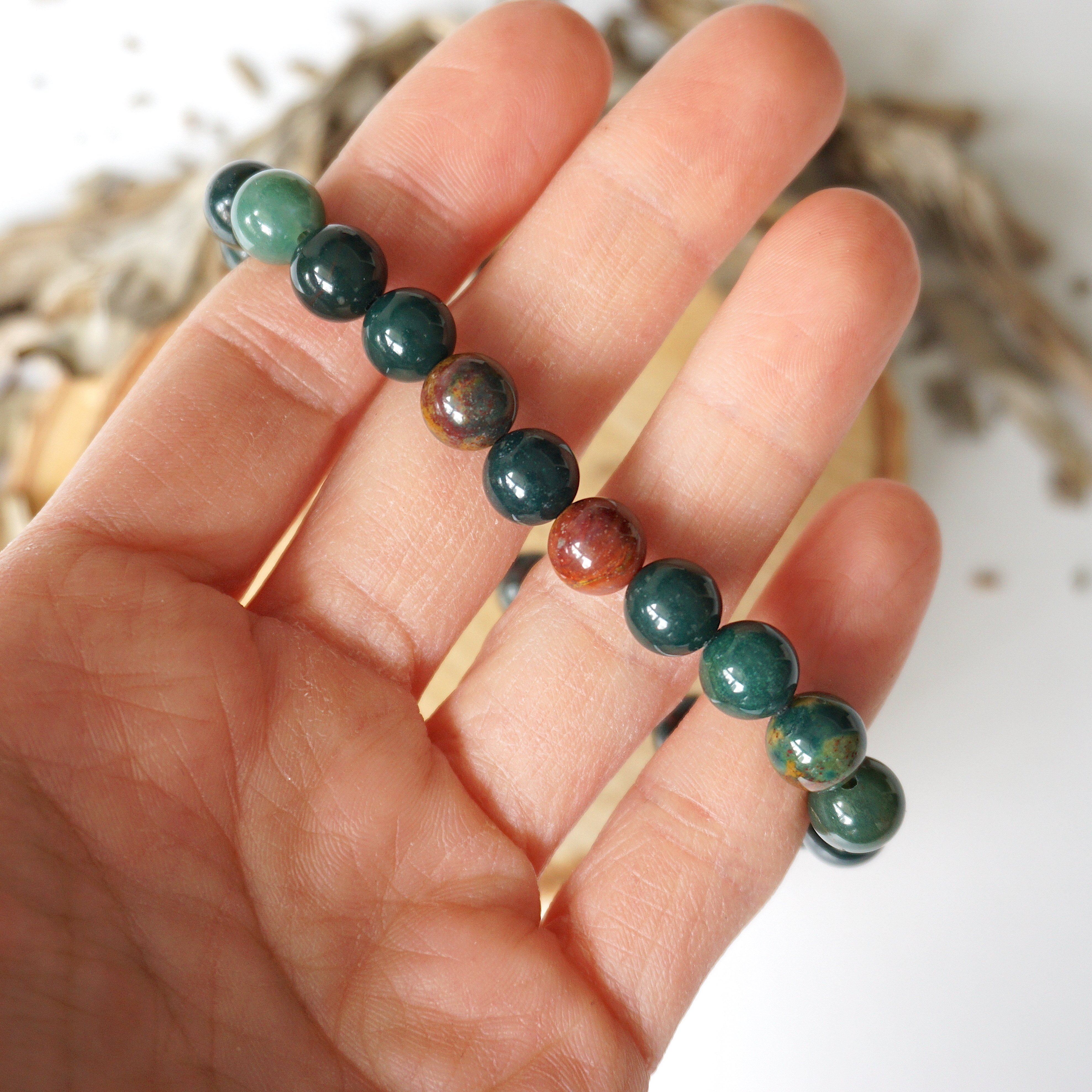 Bloodstone Healing Crystal - Mala Bracelet – Designs by Nature Gems