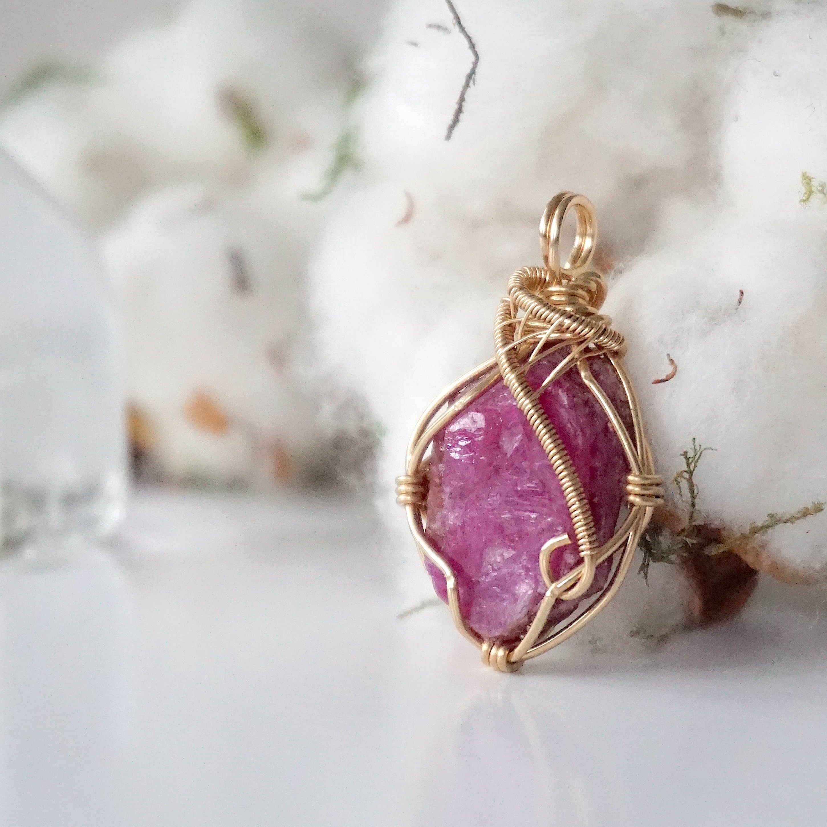 Pink Ruby Pendant - 14k Gold Filled Necklace – Designs by Nature Gems