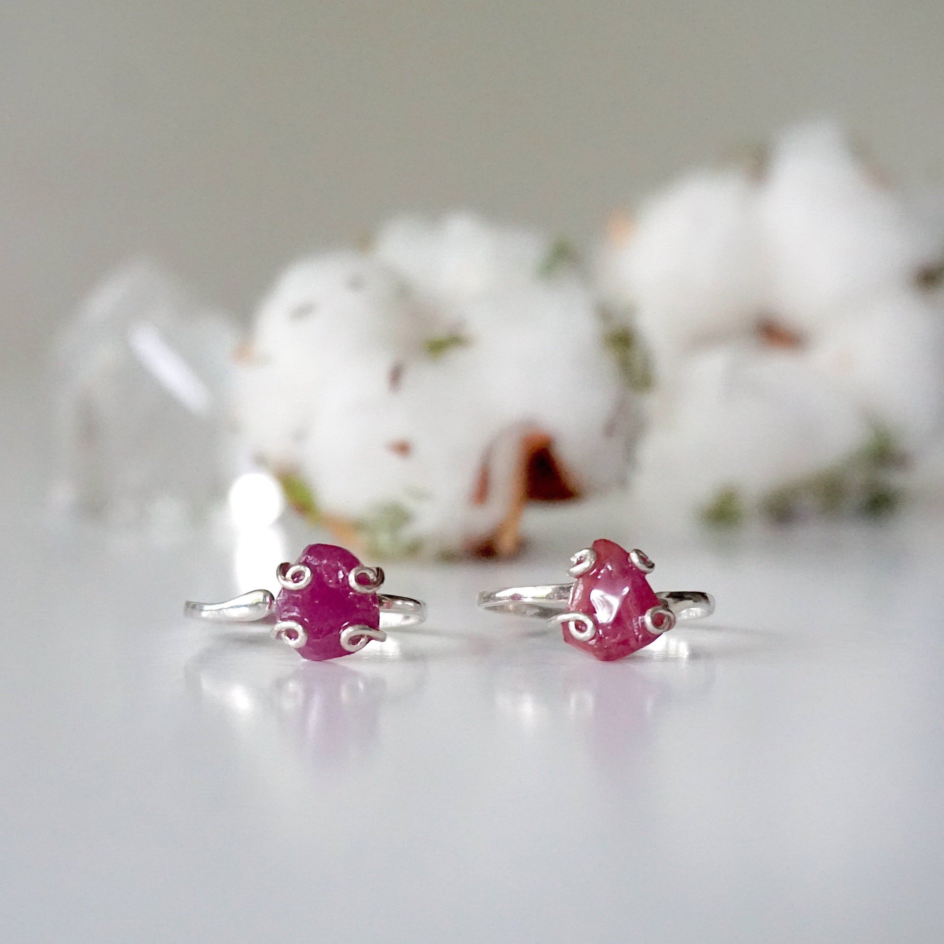 Raw Pink Ruby Crystal Ring - Sterling Silver Ring - July Birthstone ...
