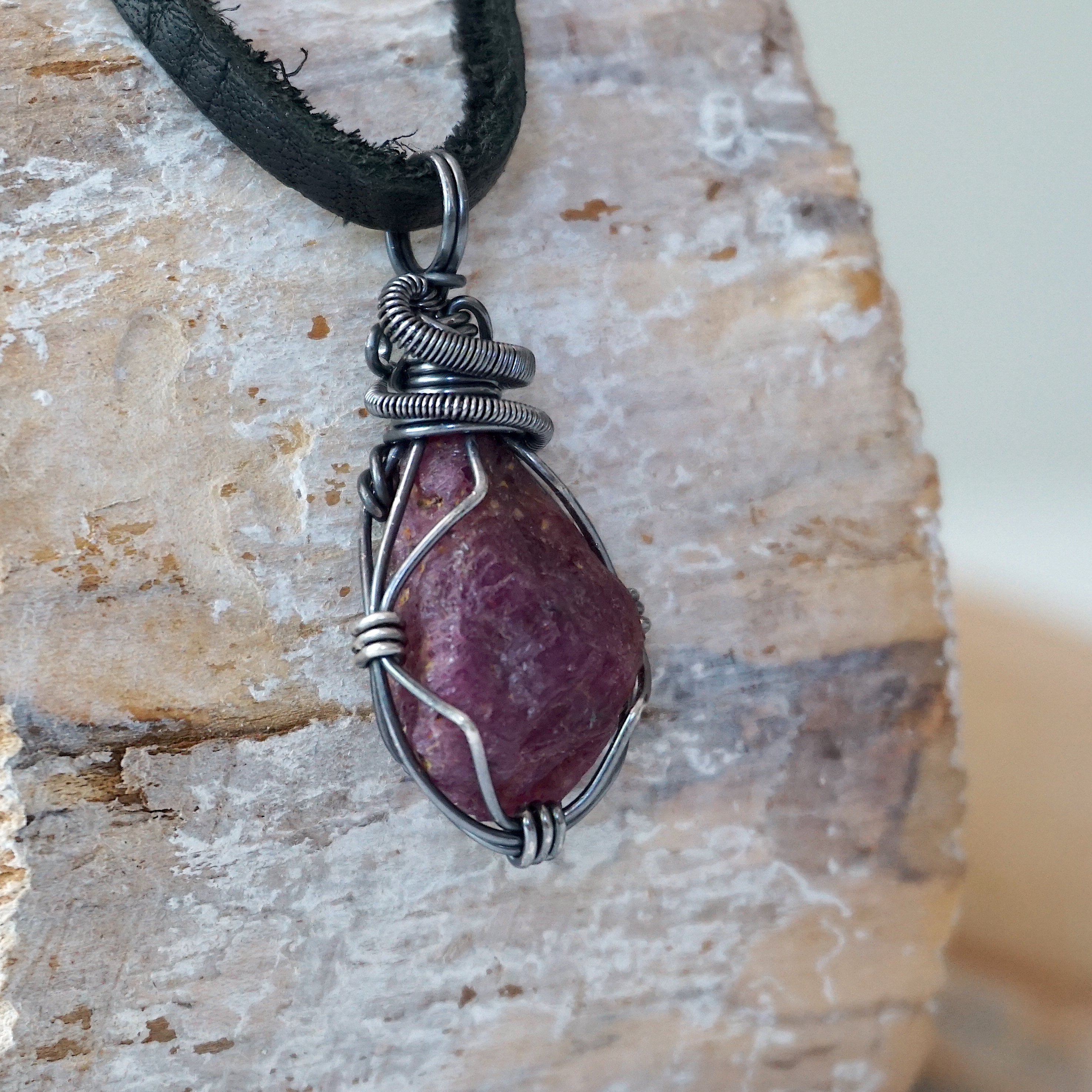 Raw Ruby Necklace - Men's Necklace – Designs by Nature Gems