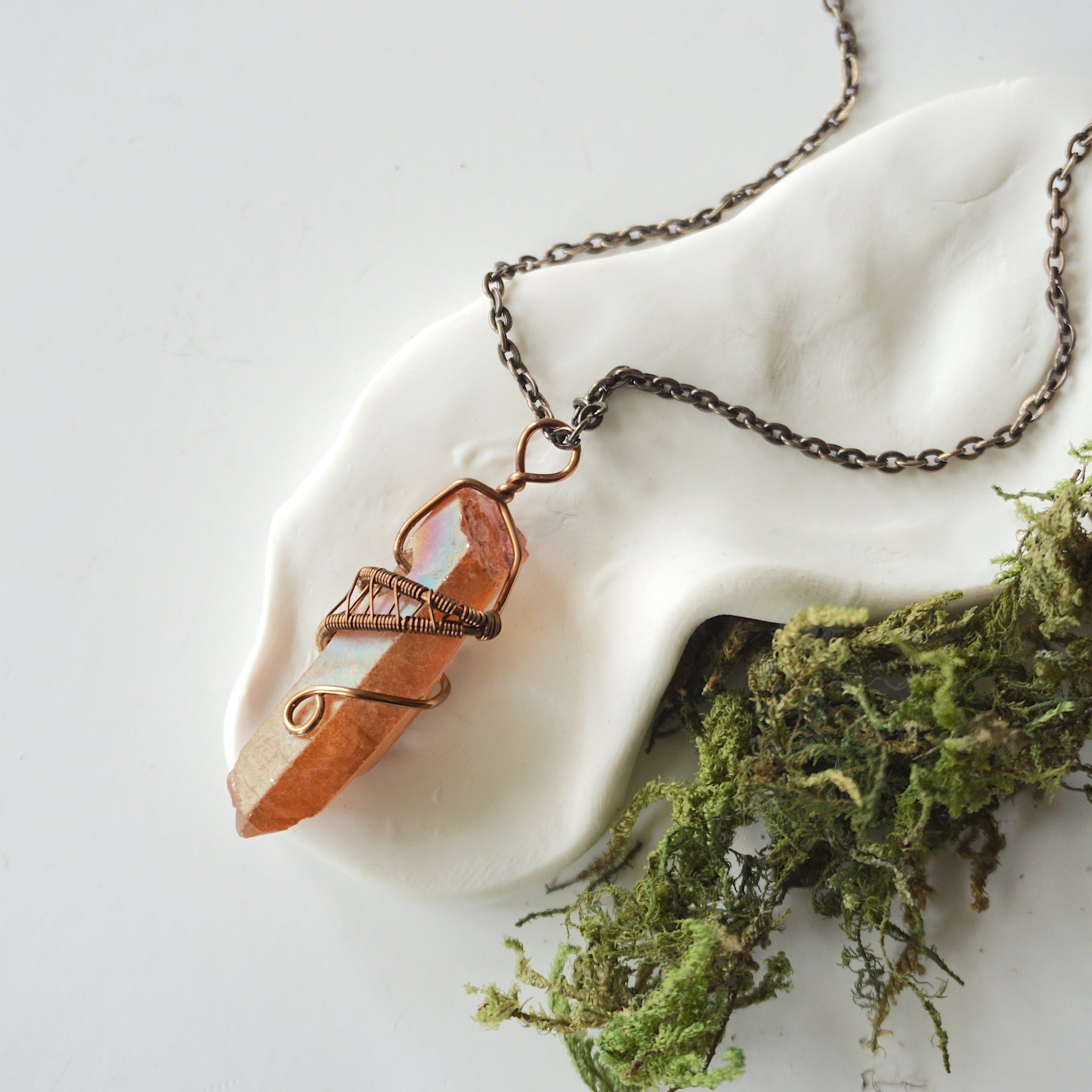 Ruby Aura Quartz - Antique Bronze Necklace – Designs by Nature Gems