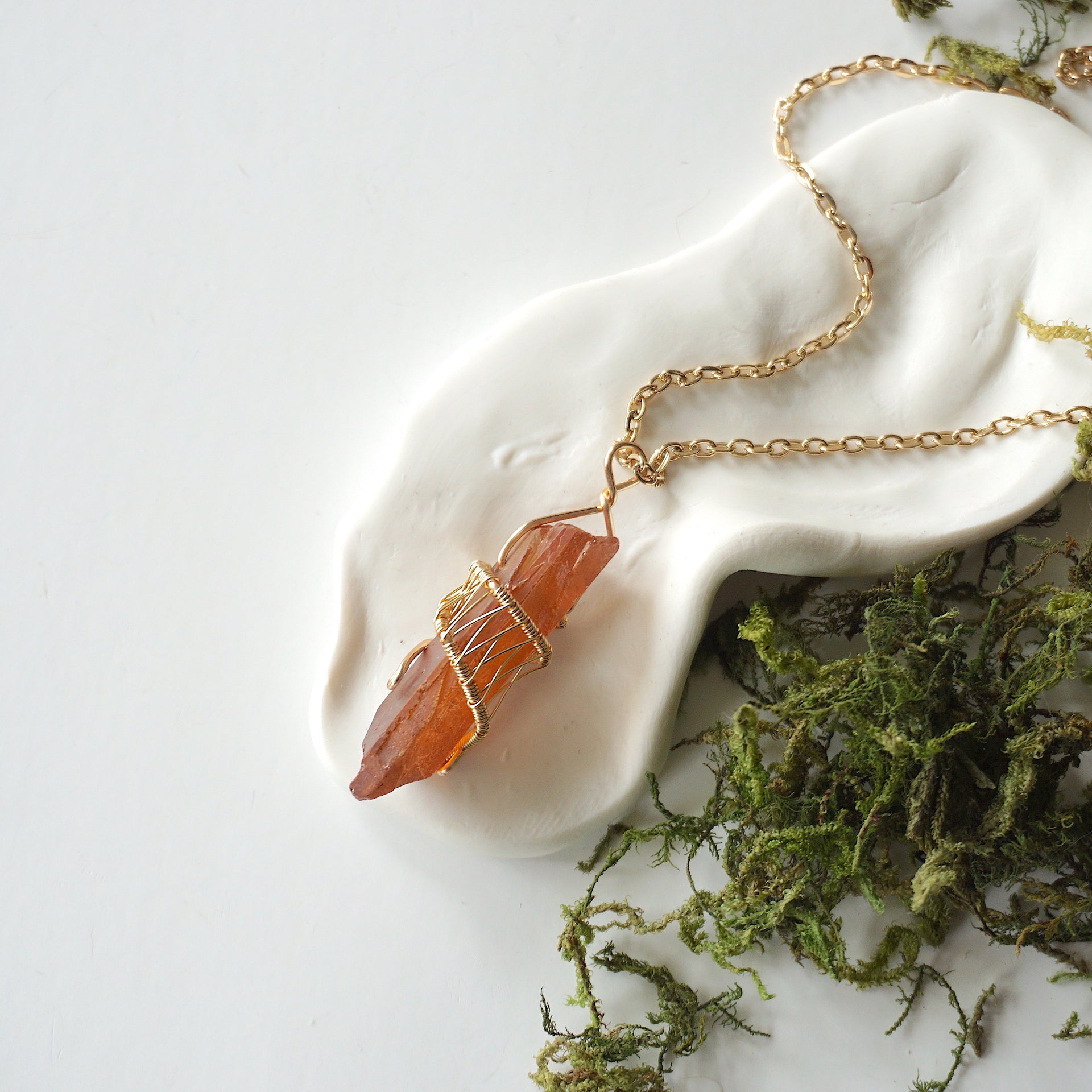 Ruby Aura Quartz - Gold Necklace – Designs by Nature Gems