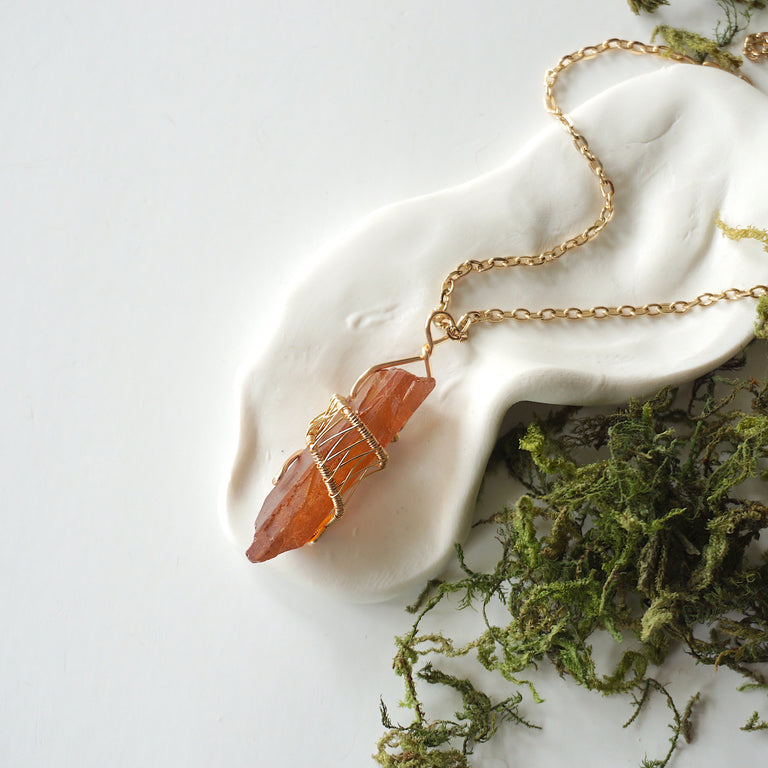 Ruby Aura Quartz - Gold Necklace – Designs by Nature Gems