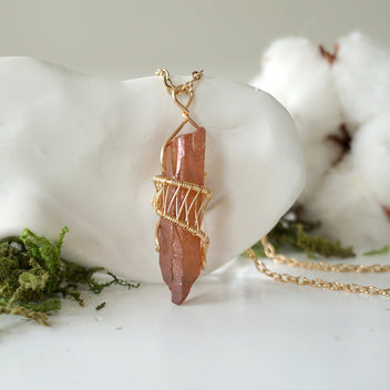 Ruby Aura Quartz - Gold Necklace – Designs by Nature Gems