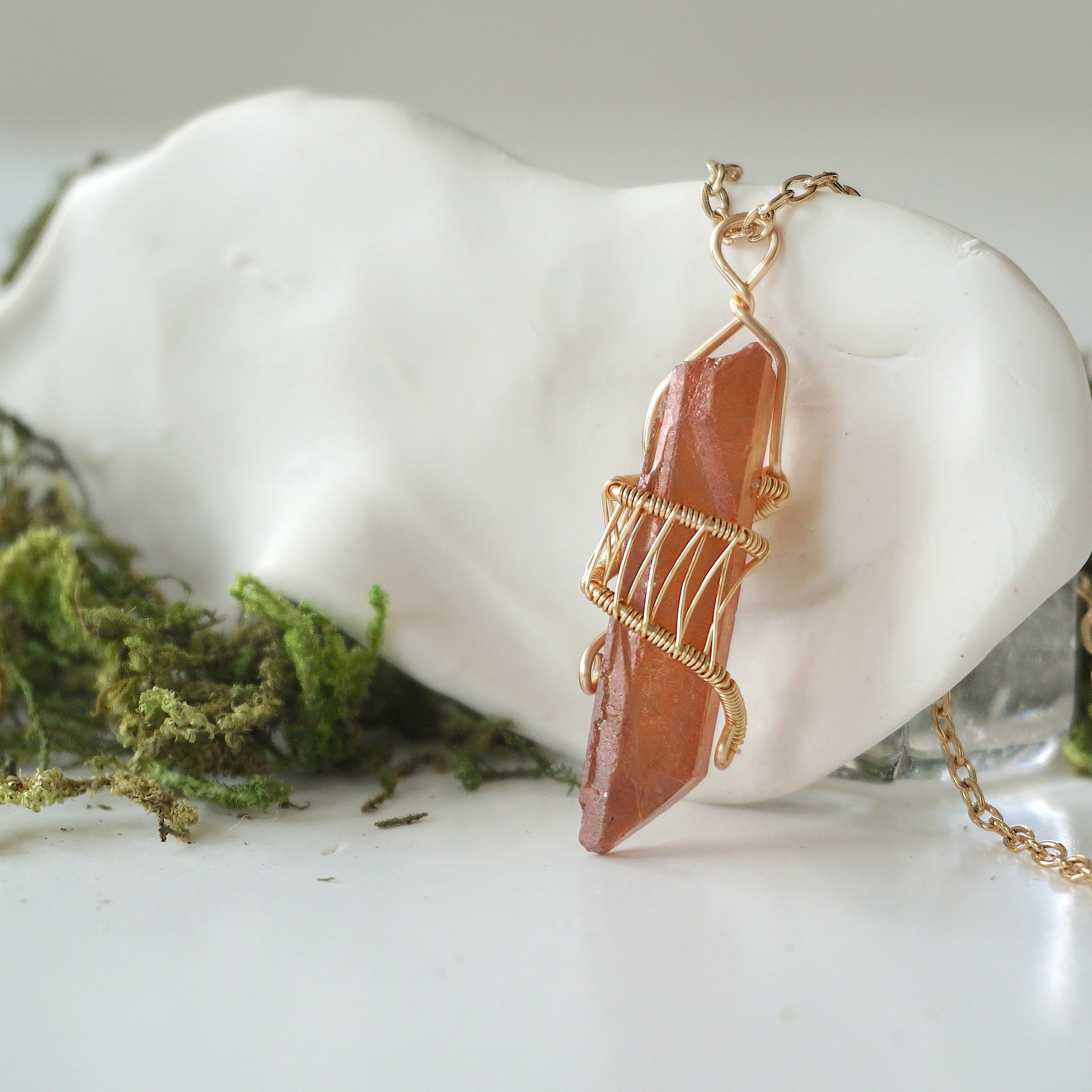 Ruby Aura Quartz - Gold Necklace – Designs by Nature Gems